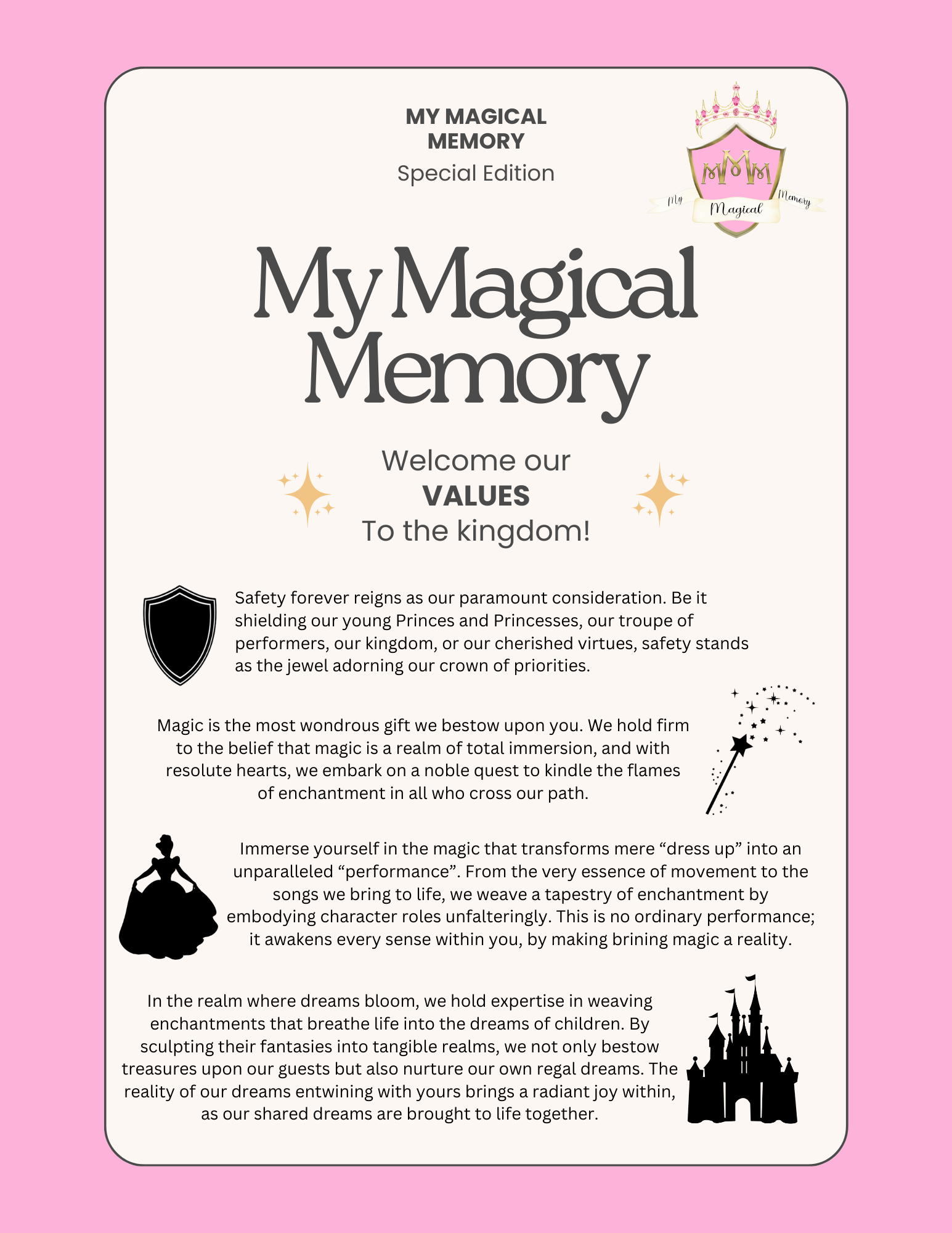 Our New Values! – My Magical Memory – Character Entertainment for ...